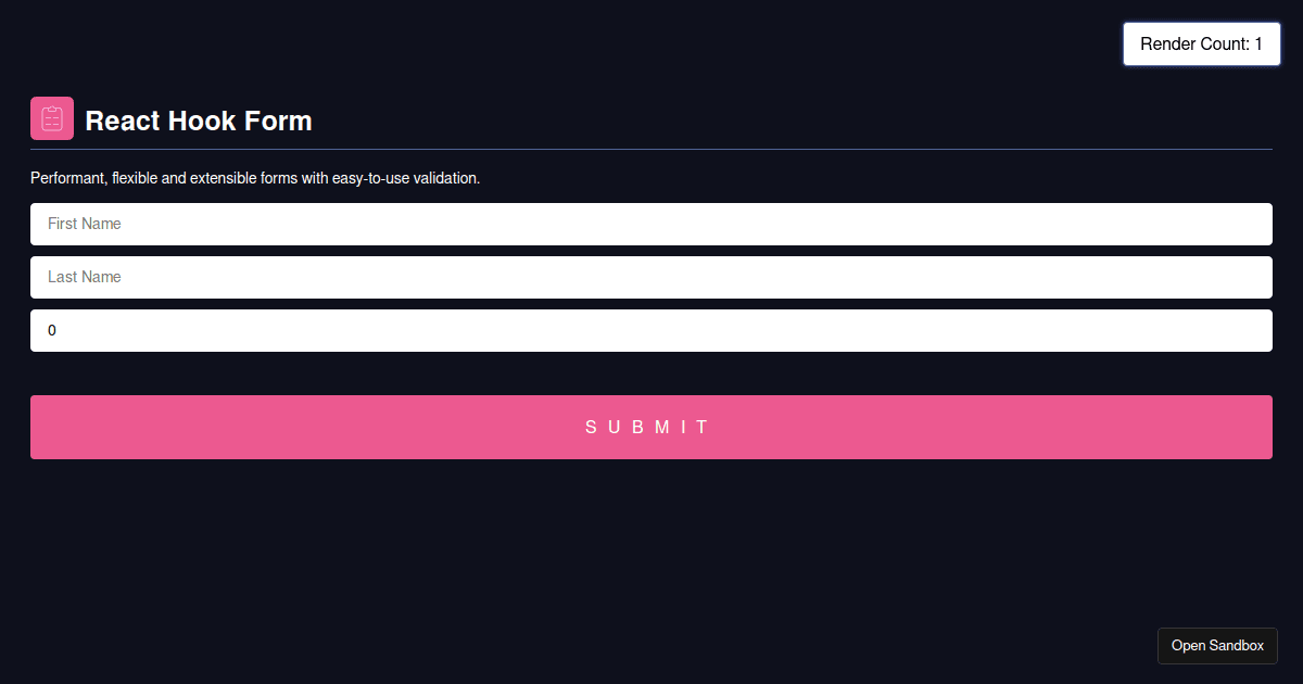 useForm: register - Codesandbox