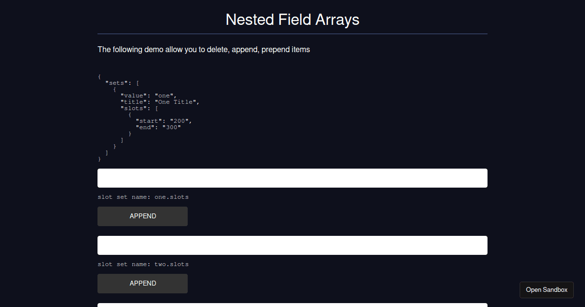 React Hook Form - useFieldArray Template - Codesandbox