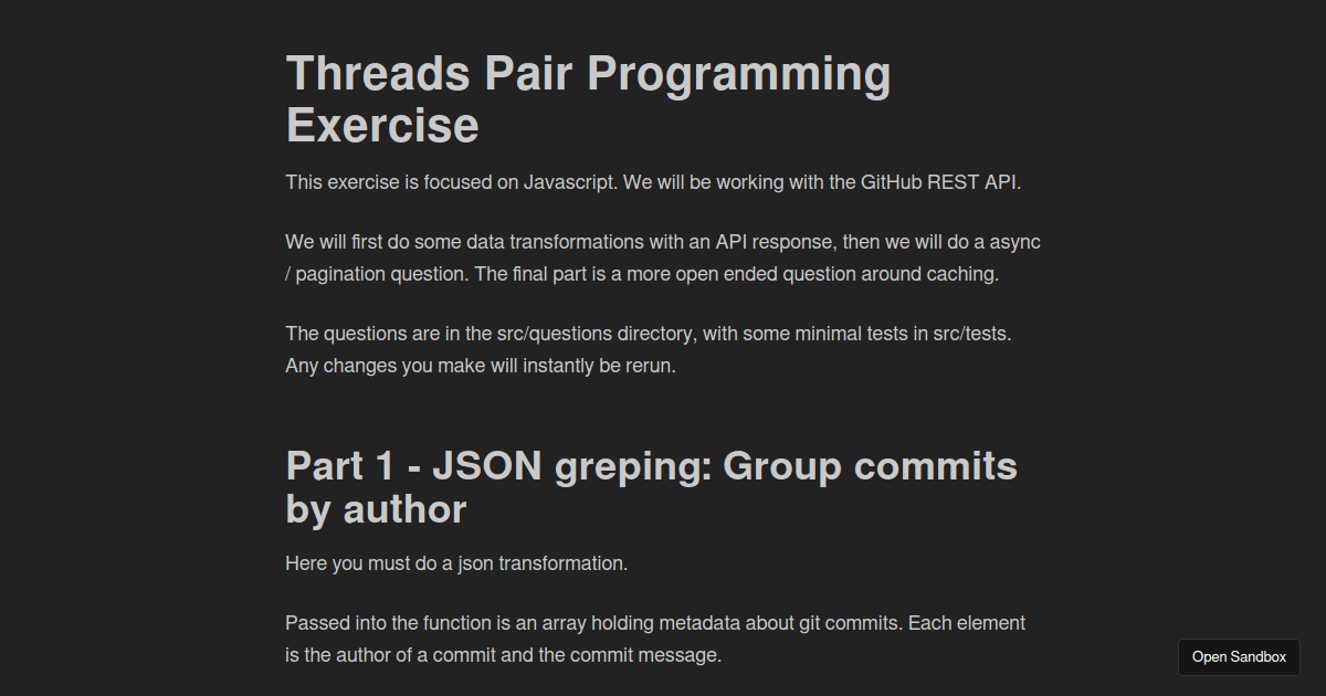 Pair Programming Exercise - Codesandbox Pair Programming Exercise - Codesandbox
