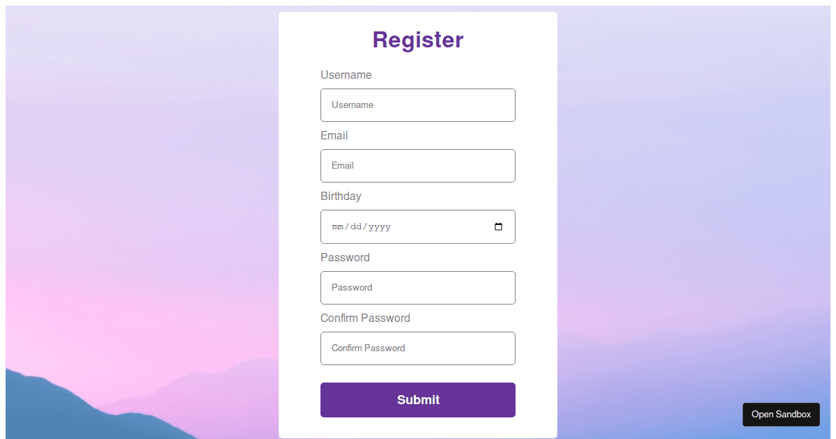 forms without libraries - Codesandbox