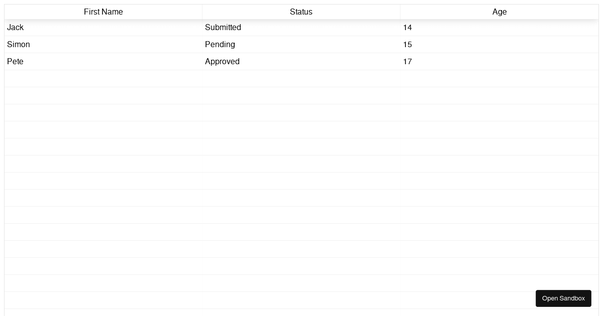 React Table Row Table Codesandbox