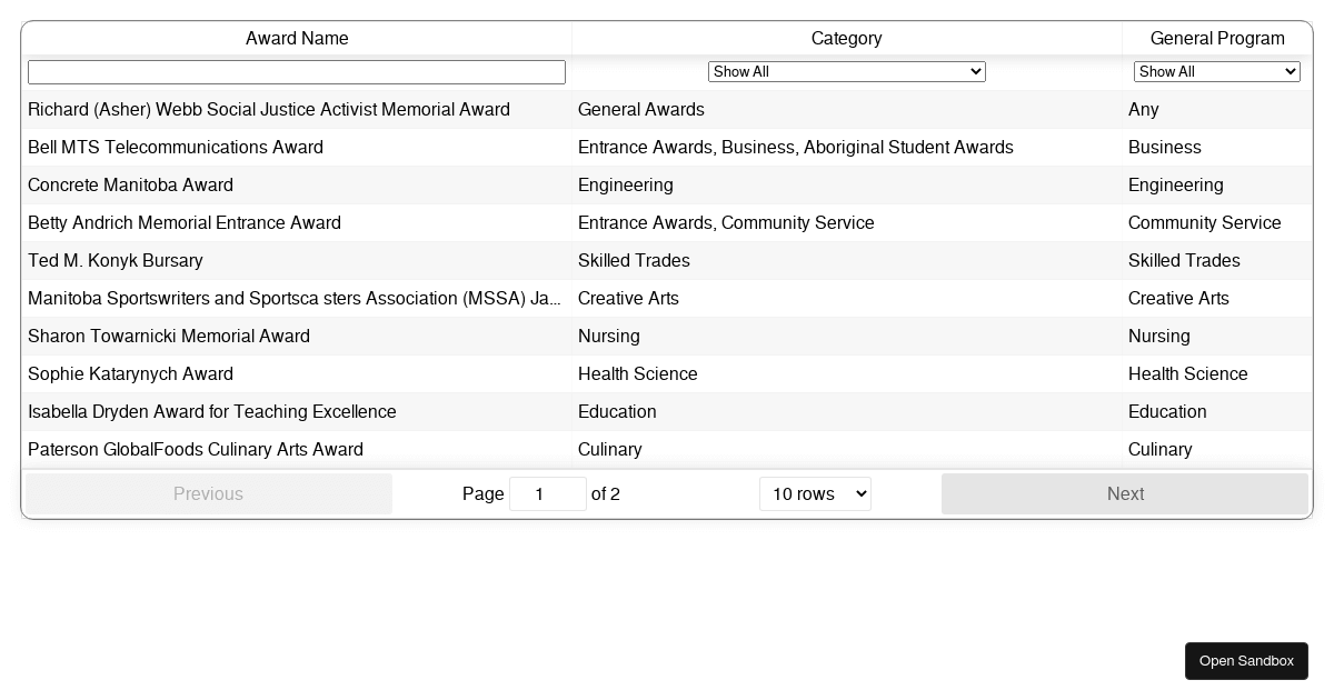 React Table Custom Filtering Codesandbox