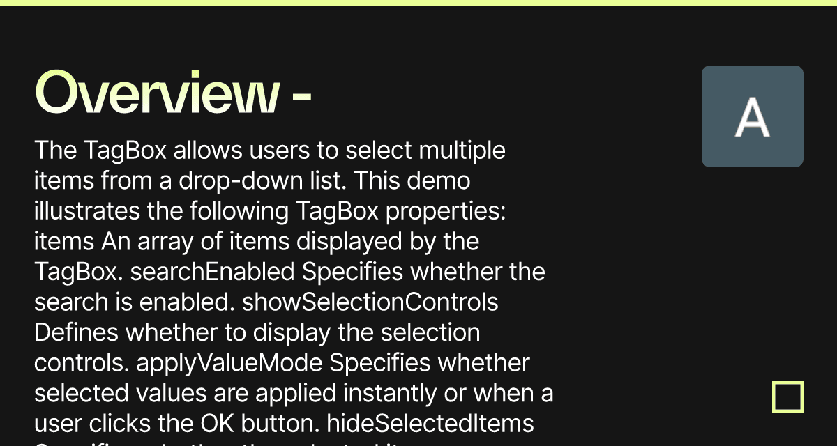Overview - DevExtreme Tag Box (forked) - Codesandbox