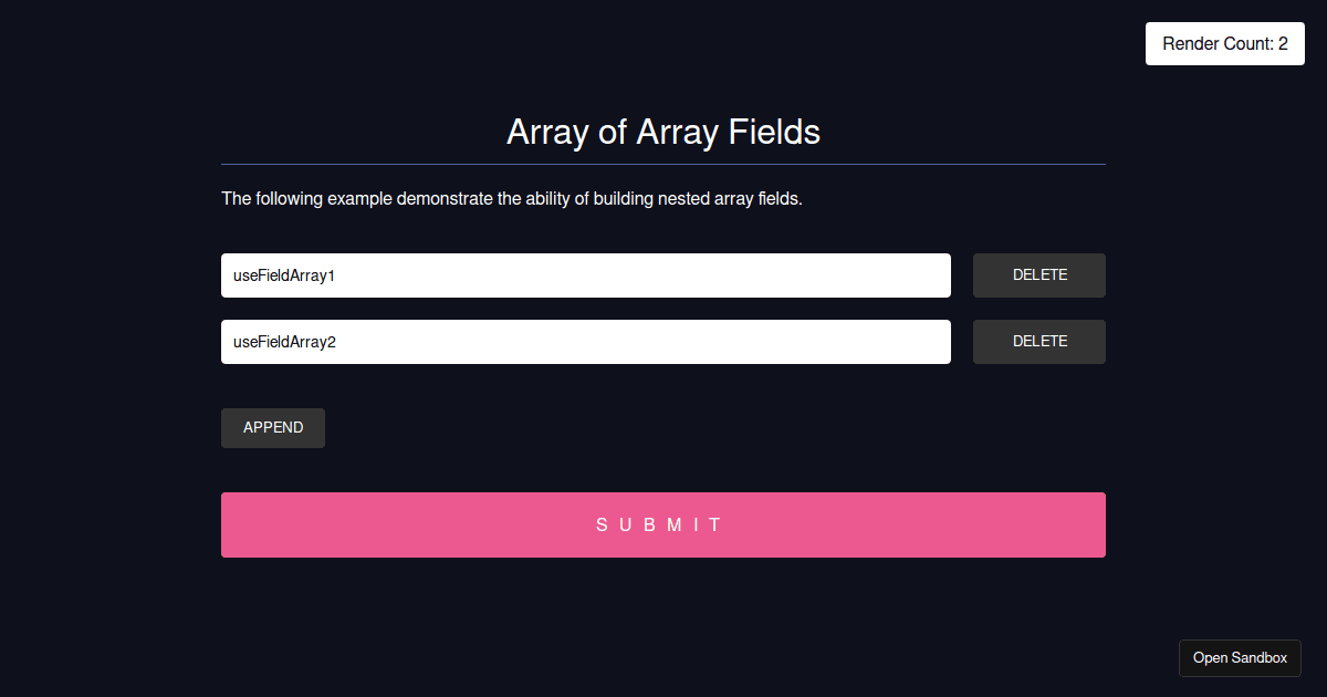 React Hook Form Usefieldarray Nested Arrays Codesandbox