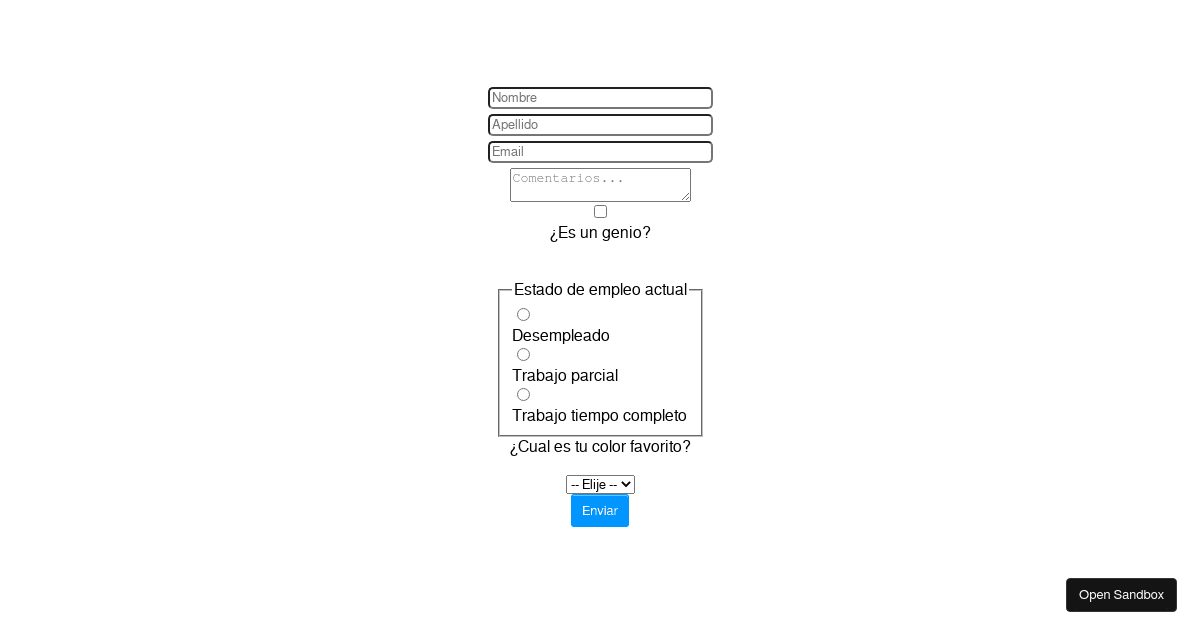 scrimba-react-forms-ejemplo-completo - Codesandbox