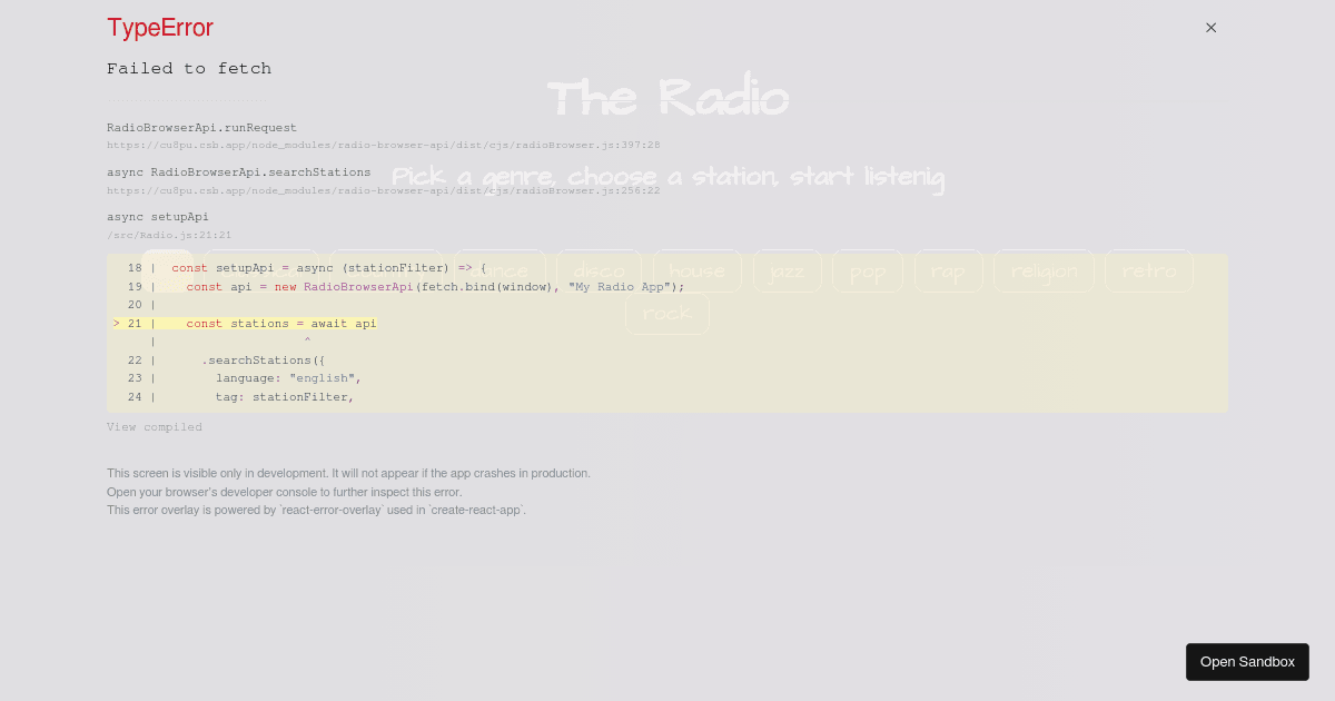 RadioApp - Codesandbox