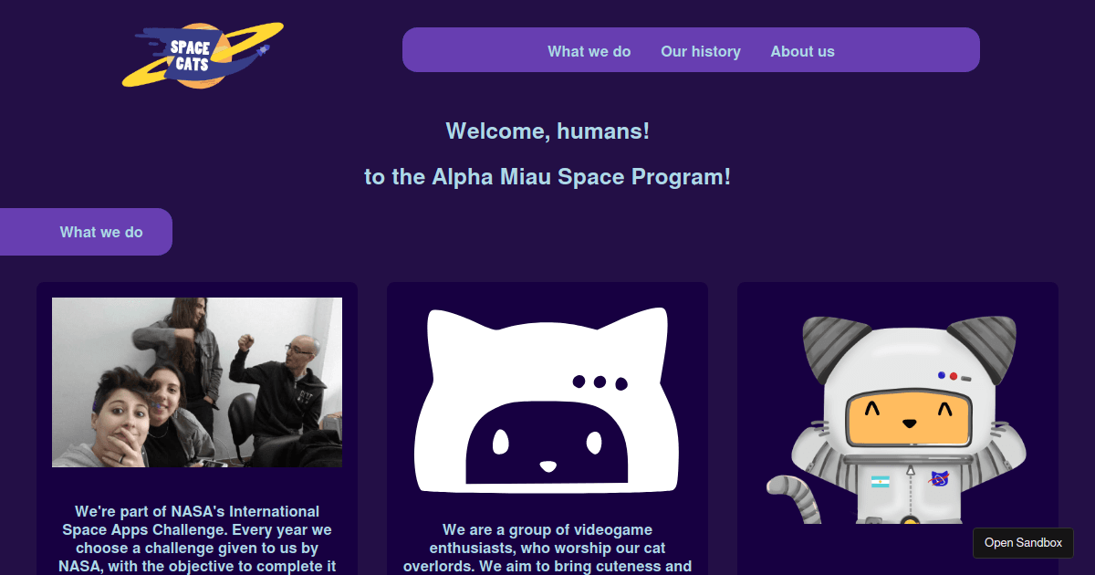fmorisan/spacecats-landing - Codesandbox