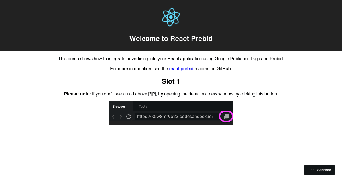 React Prebid - Codesandbox