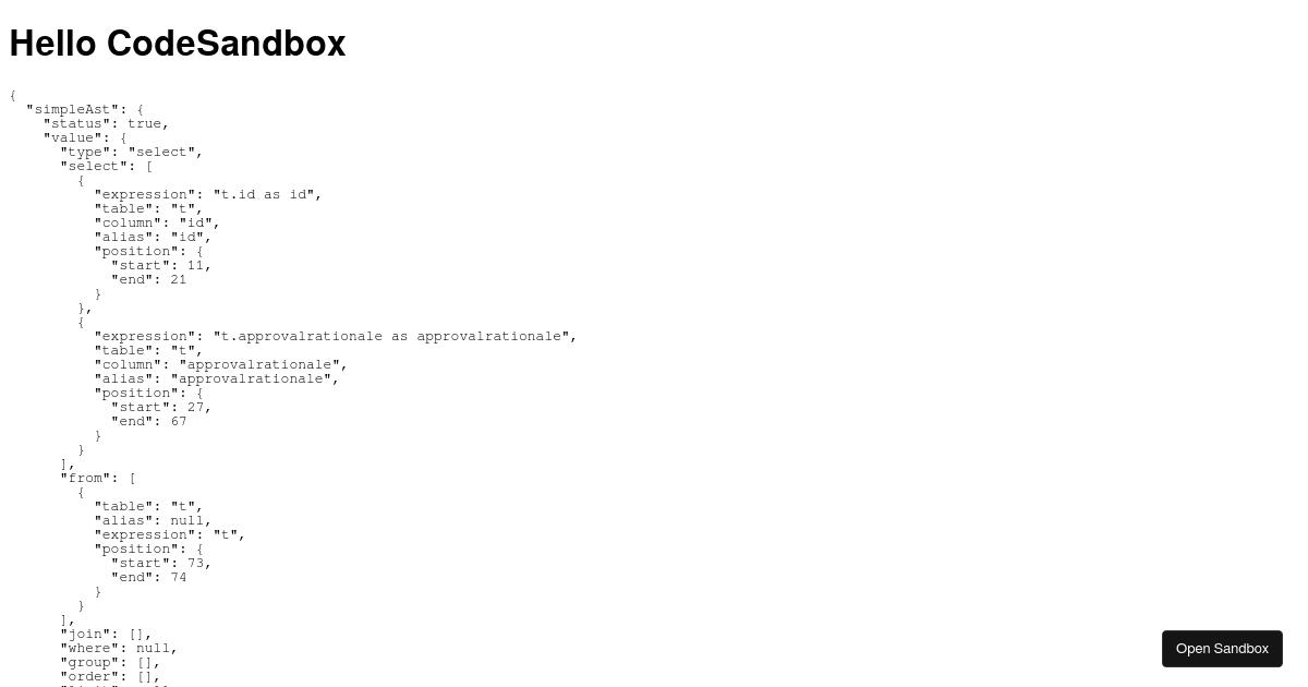 js-sql-parser (forked) - Codesandbox