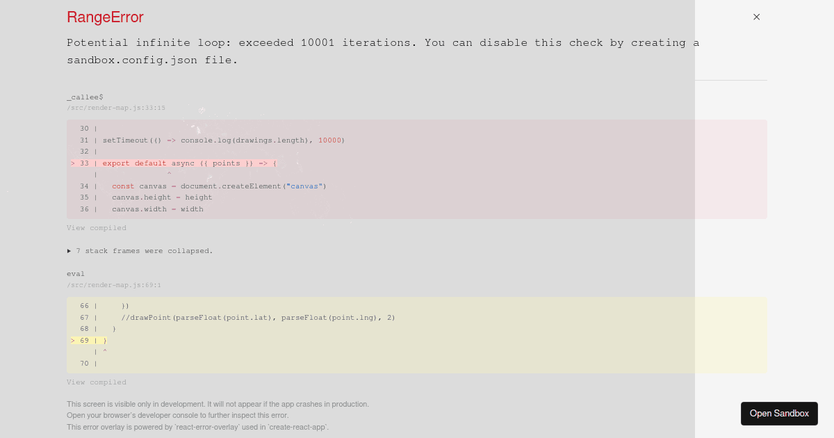 canvas based worldwide hot map - Codesandbox