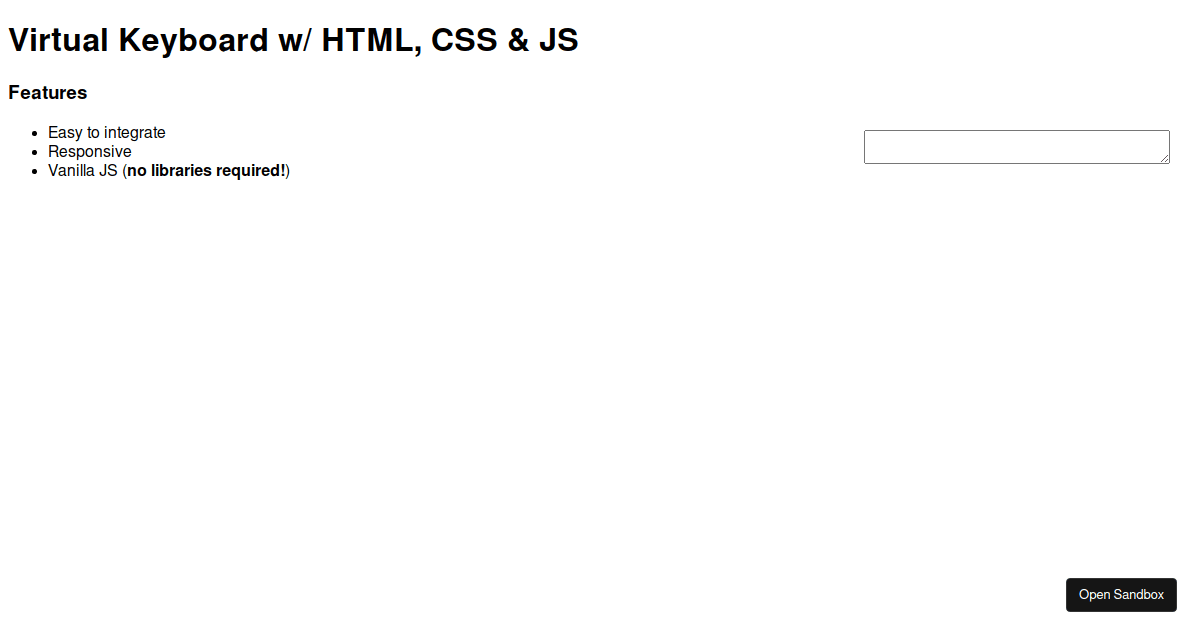 Virtual keyboard - Codesandbox