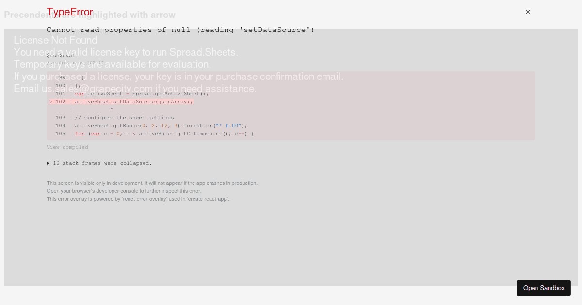 SpreadJS - Tracing copy paste loses formula - Codesandbox