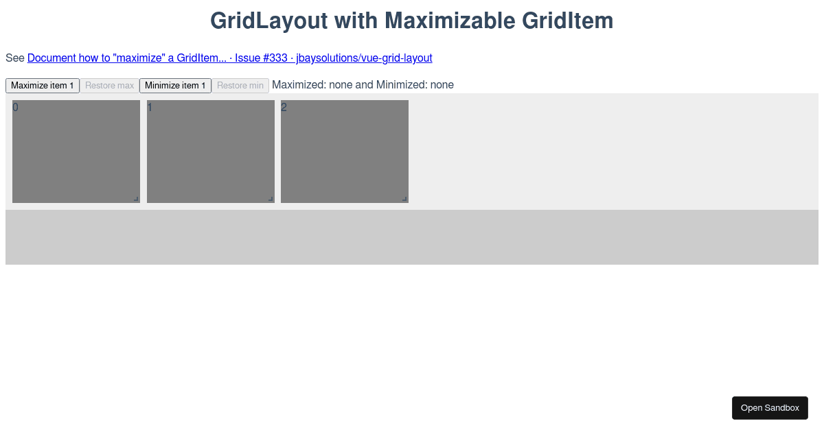 Vue Grid Layout Maximize Widget Another Save Codesandbox