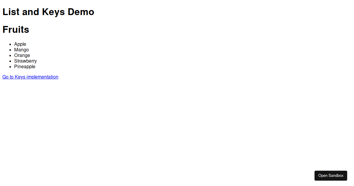List and Keys - Codesandbox