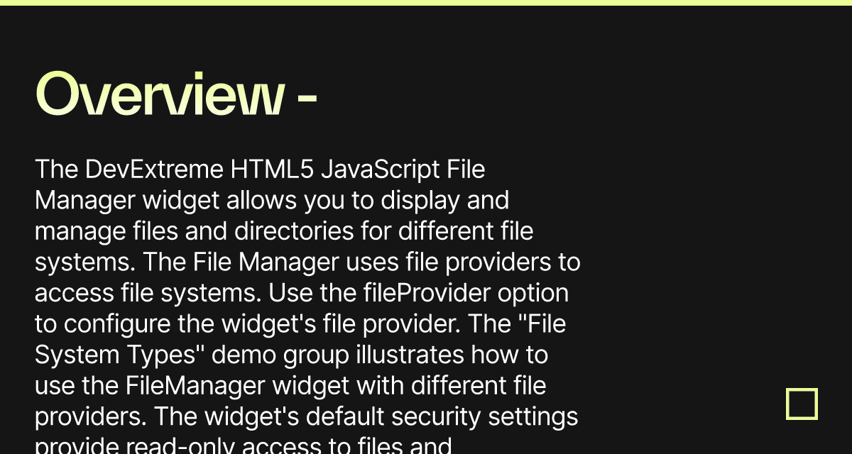 Overview - DevExtreme File Manager - Codesandbox