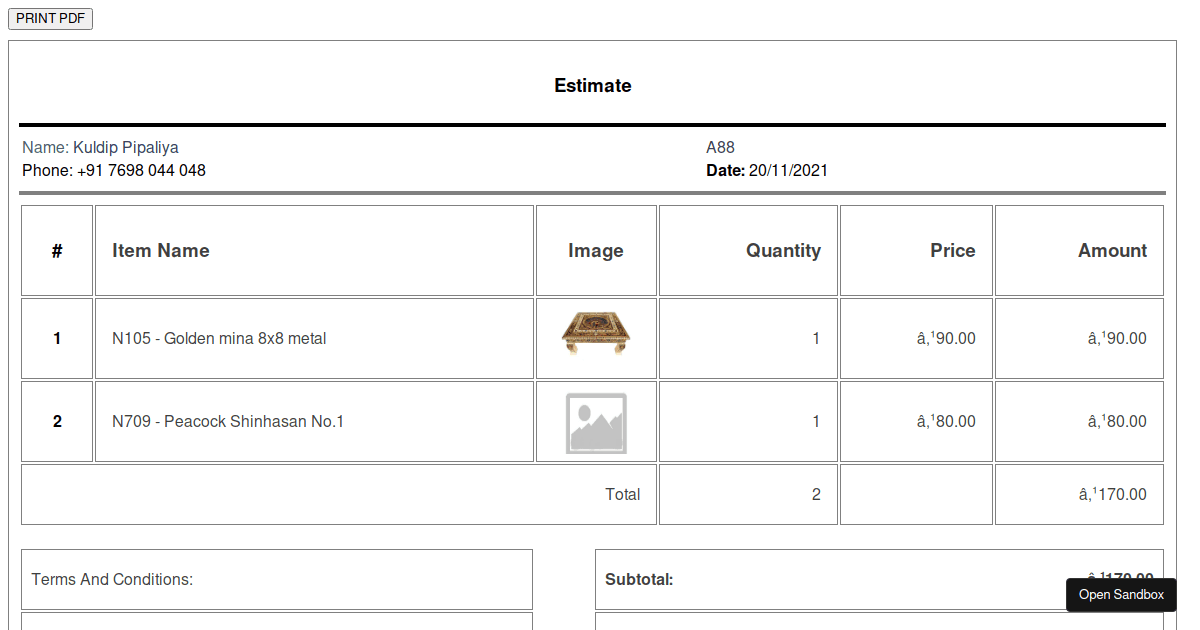 invoice - Codesandbox