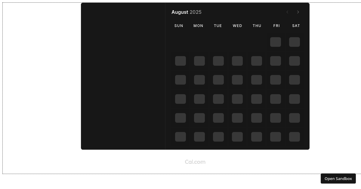 Cal Component - Embed Inline Demo[React][TypeScript] - Codesandbox