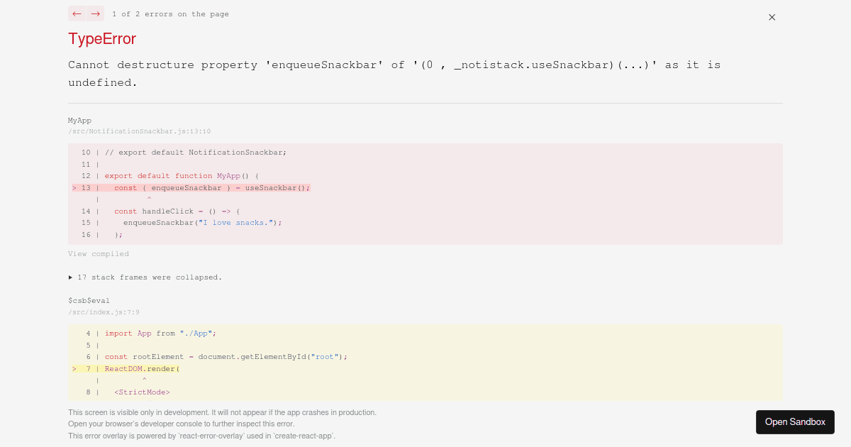 About-React-Notistack - Codesandbox About-React-Notistack - Codesandbox
