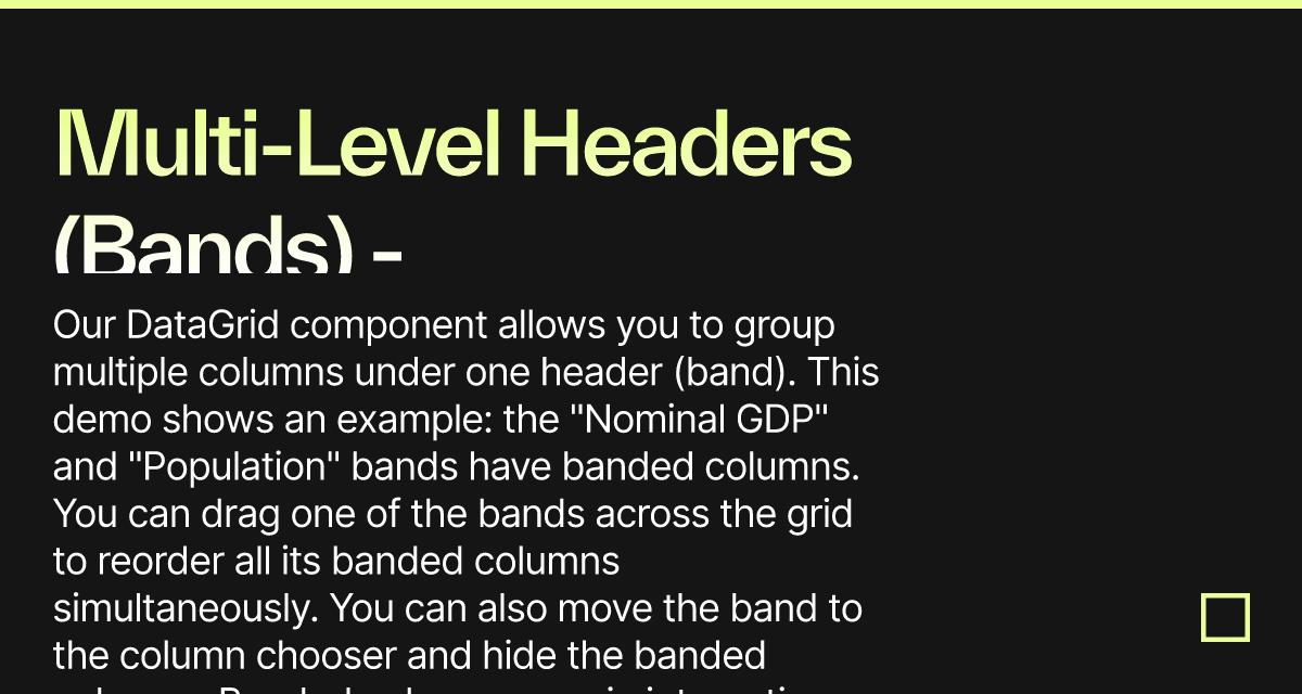 Multi-Level Headers (Bands) - DevExtreme Data Grid - Codesandbox