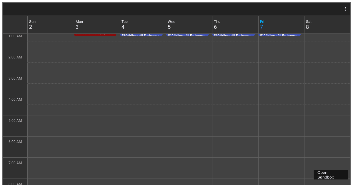 Syncfusion Equipment Schedule - Codesandbox
