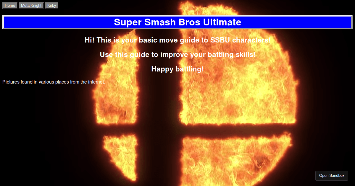 Super Smash Brothers Ultimate - Codesandbox
