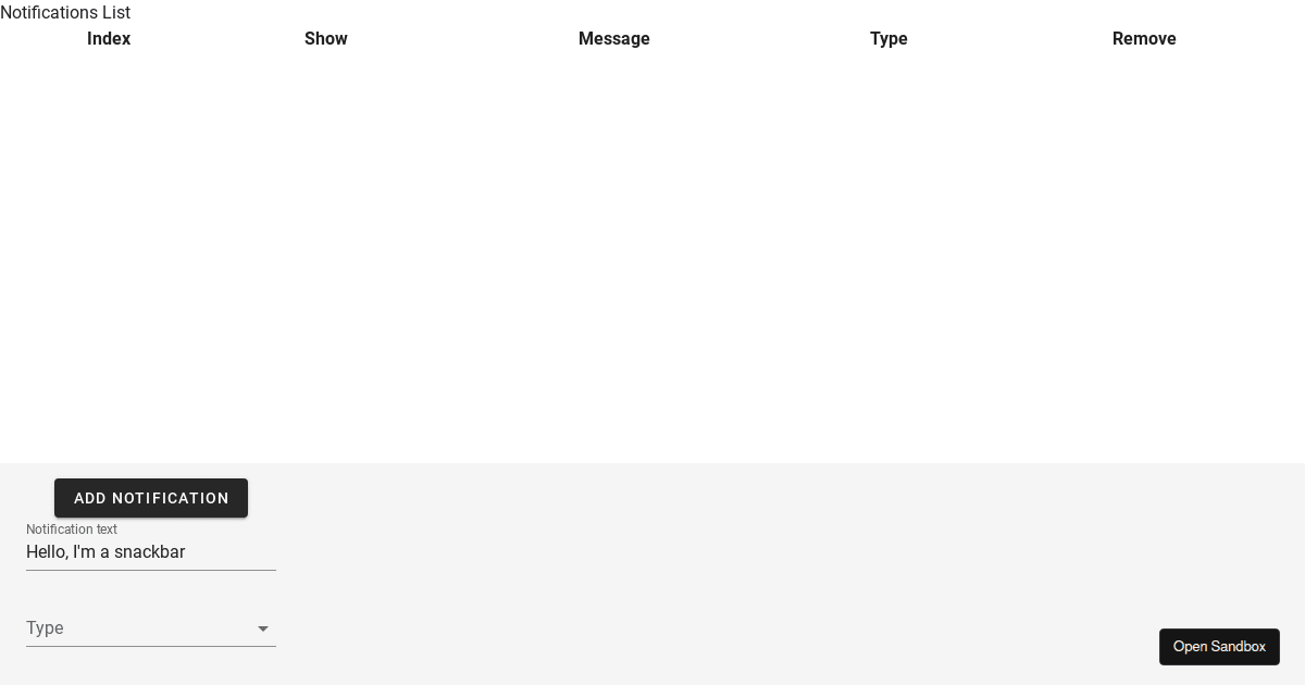 queable snackbars notification - Codesandbox