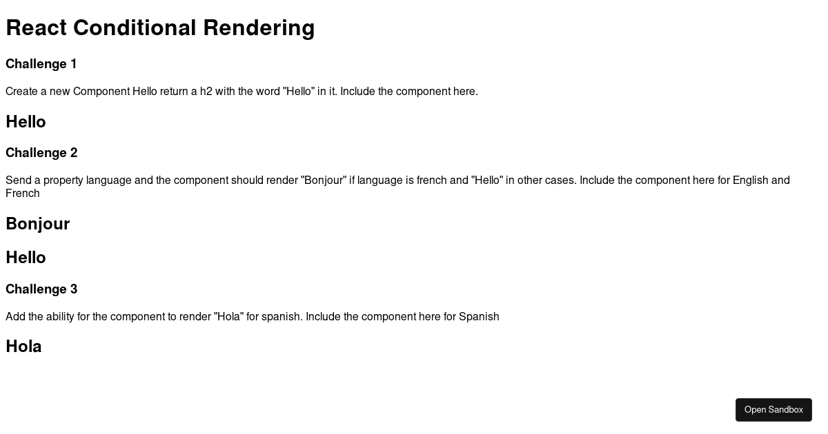 React conditional rendering solution (forked) - Codesandbox
