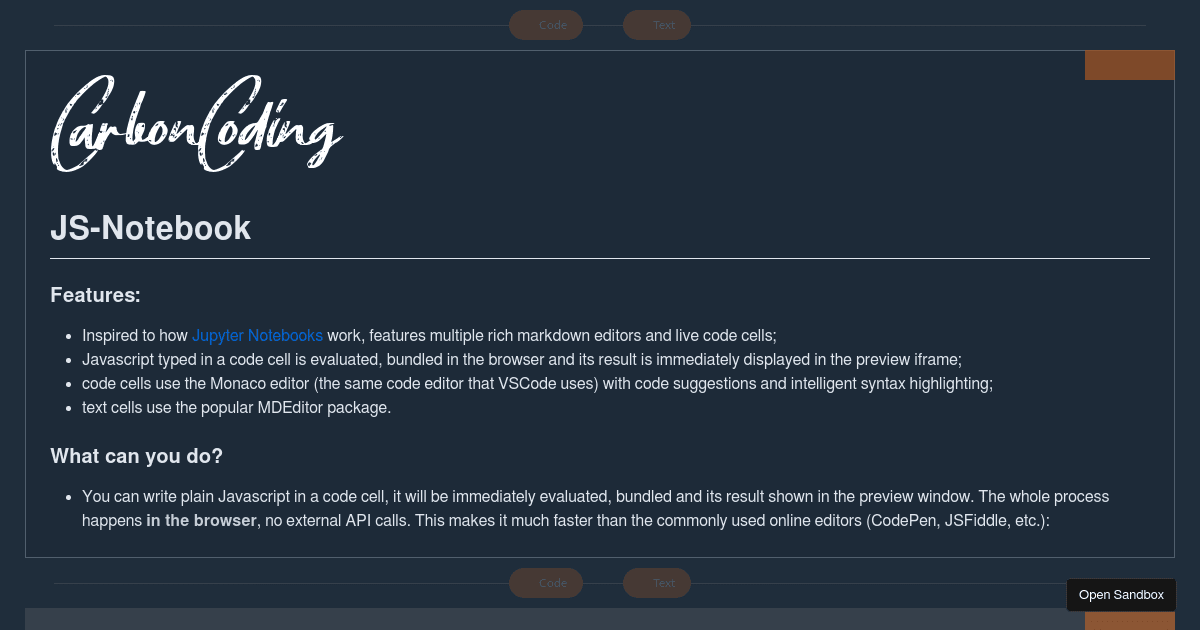 js-notebook-web - Codesandbox