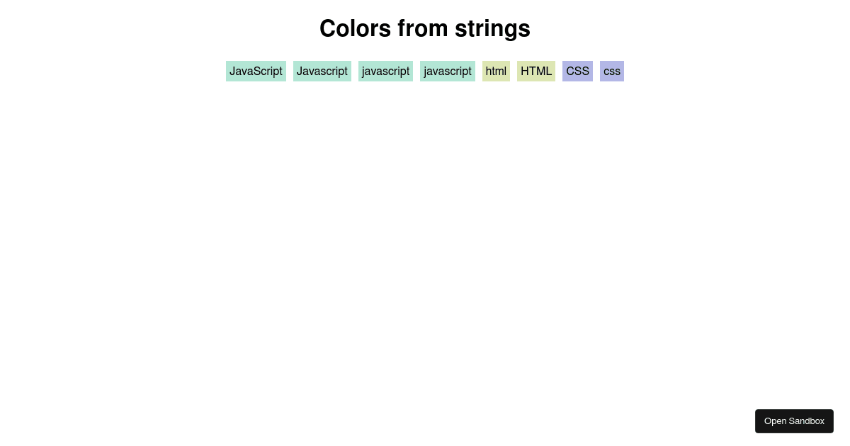 Colors from strings - Codesandbox