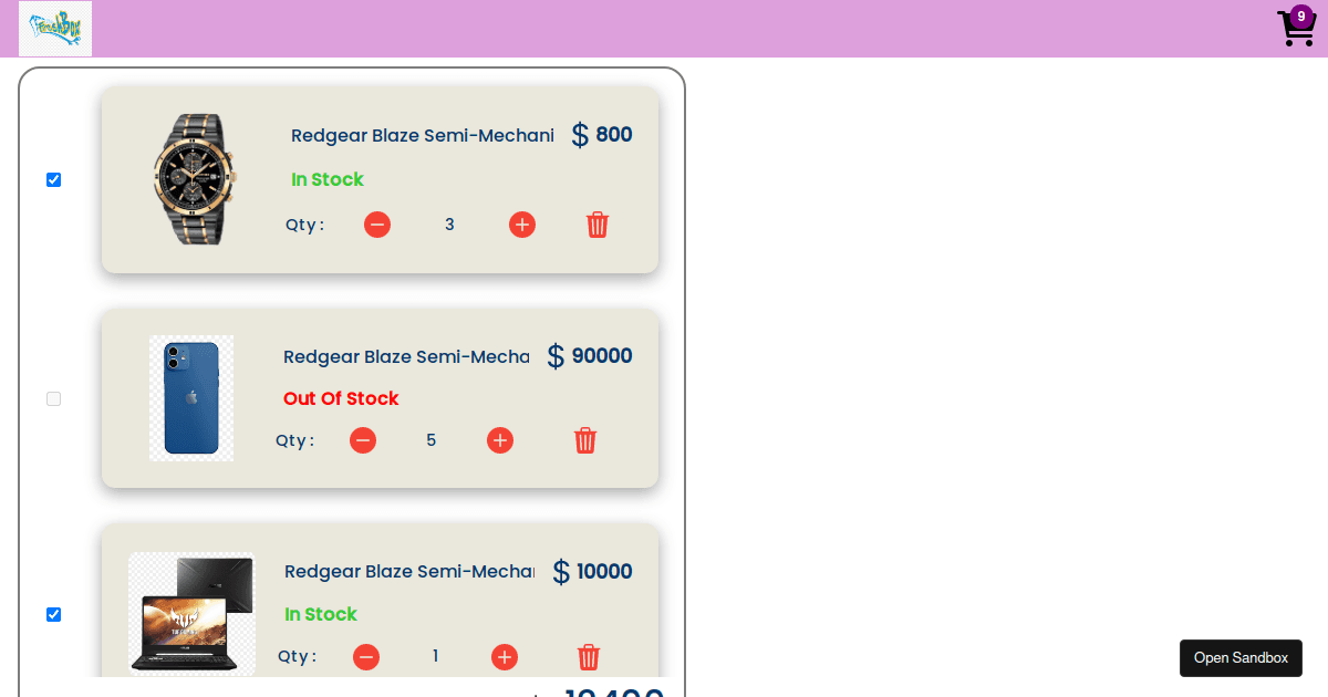 React_Cart (forked) - Codesandbox