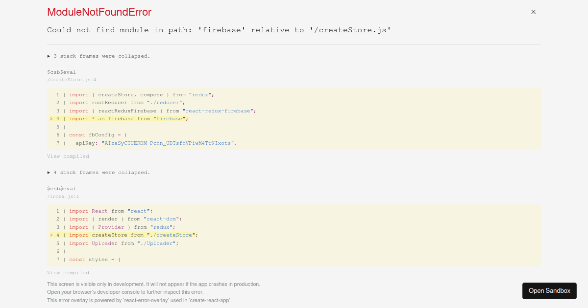 React Redux Firebase Upload Example Codesandbox
