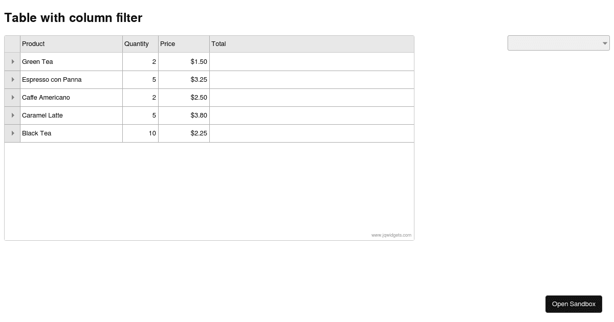 jqxgrid-with-column - Codesandbox