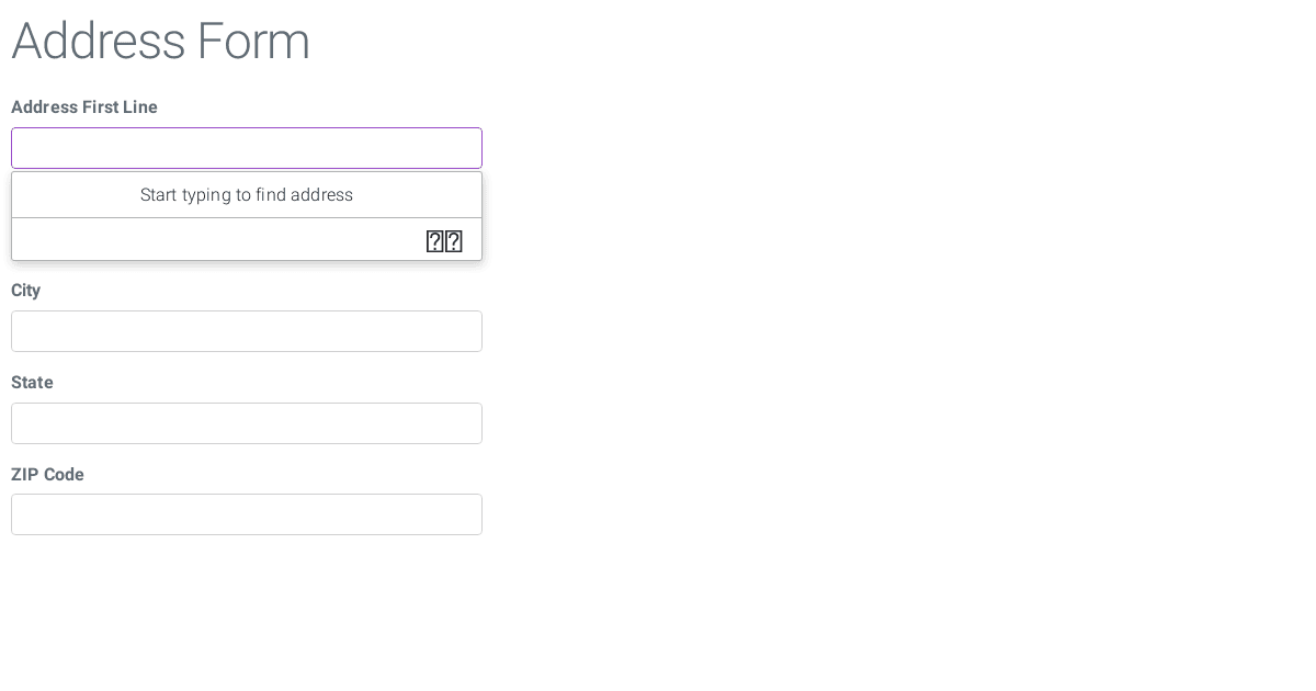 Address Lookup - Codesandbox