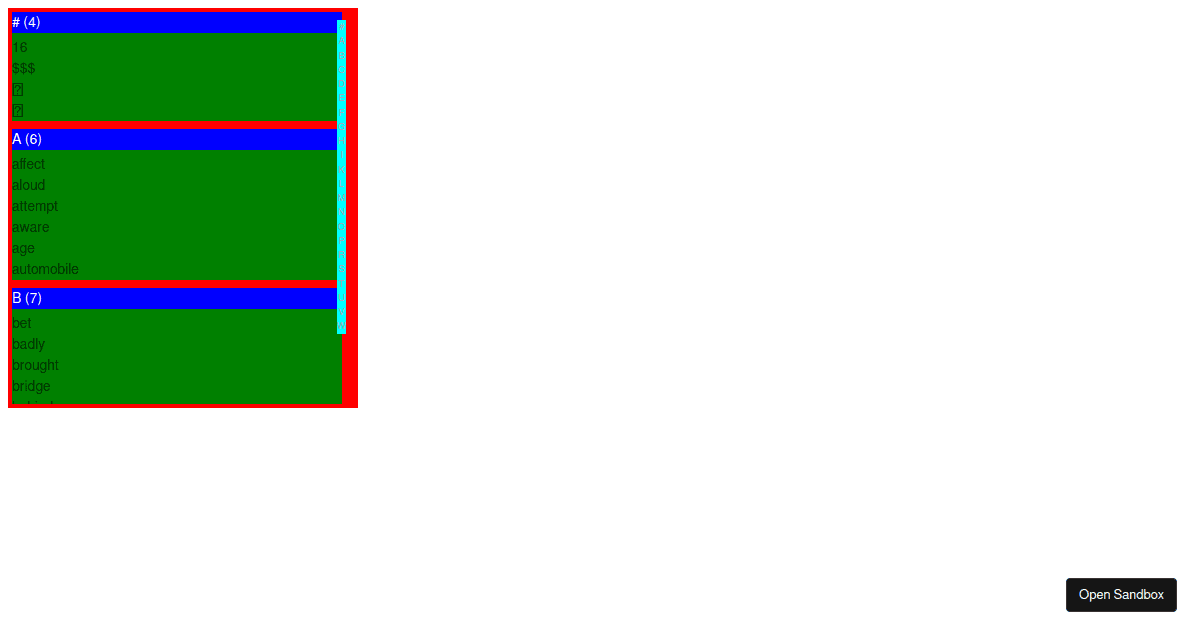 alphabet-list-demo - Codesandbox