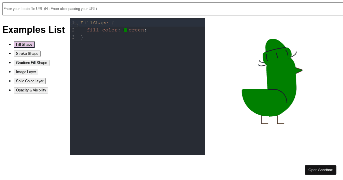 lottie-theming examples/playground - Codesandbox