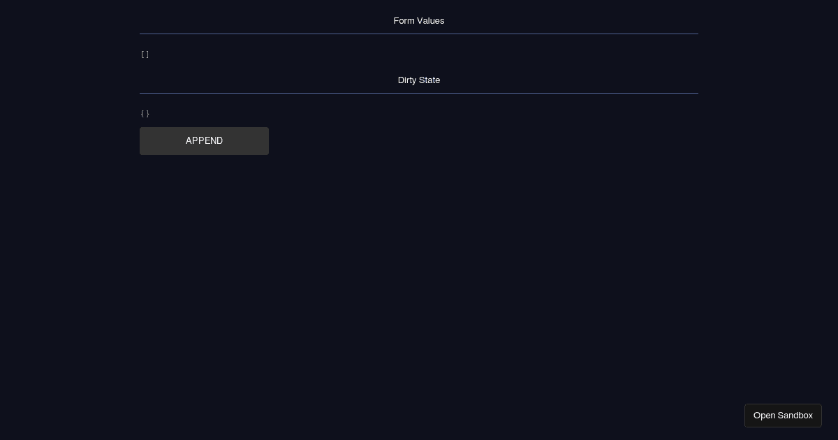 React Hook Form Usefieldarray Forked Codesandbox