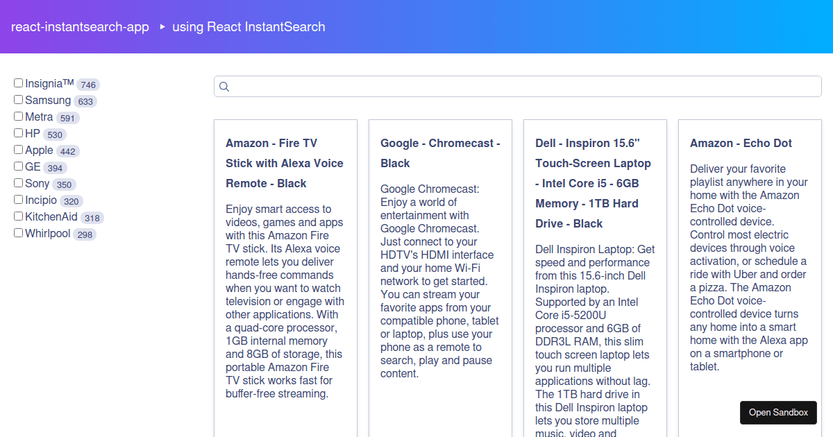 react-instantsearch-app - Codesandbox