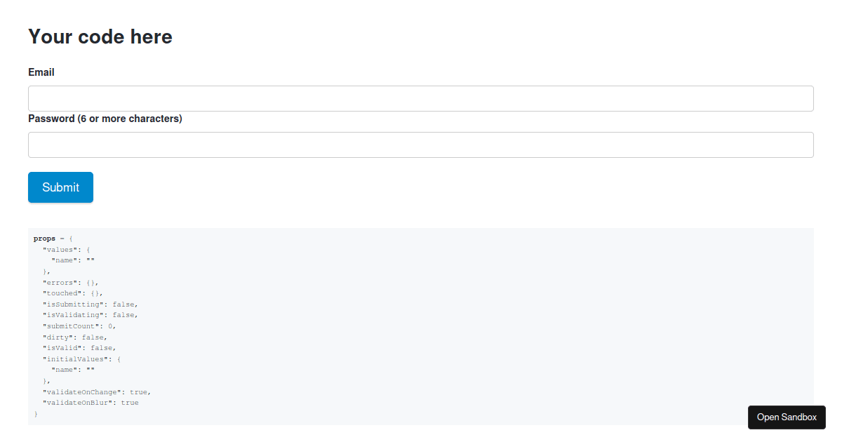 Formik Codesandbox Template - Codesandbox