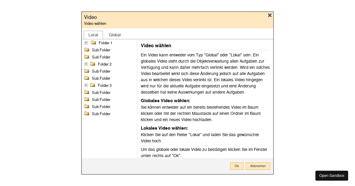 Insert video popup - Codesandbox
