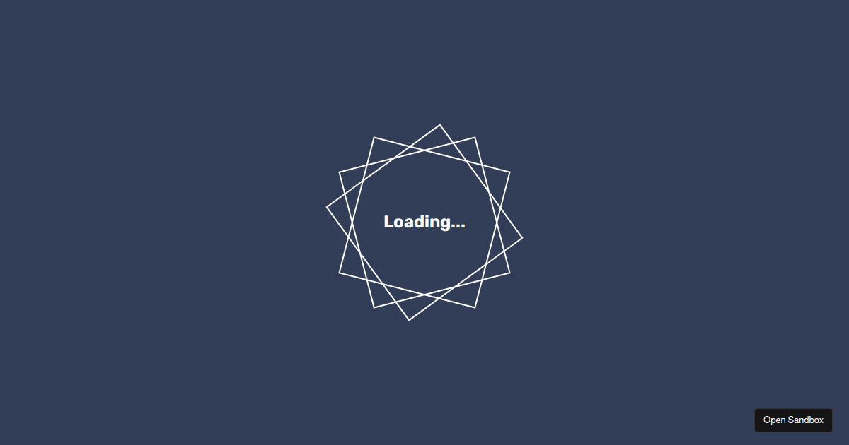 Loading animation (spinning squares around the word) - Codesandbox