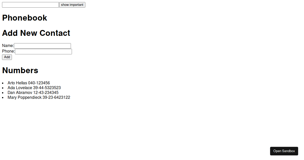 PhoneBook - Codesandbox
