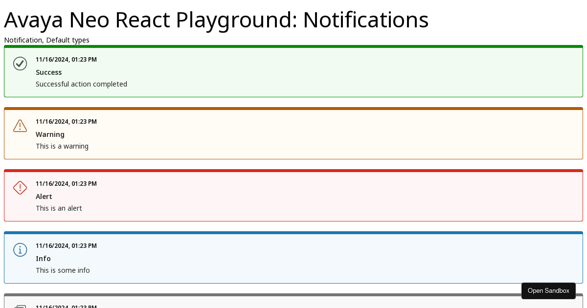 Neo React: Notifications - Codesandbox