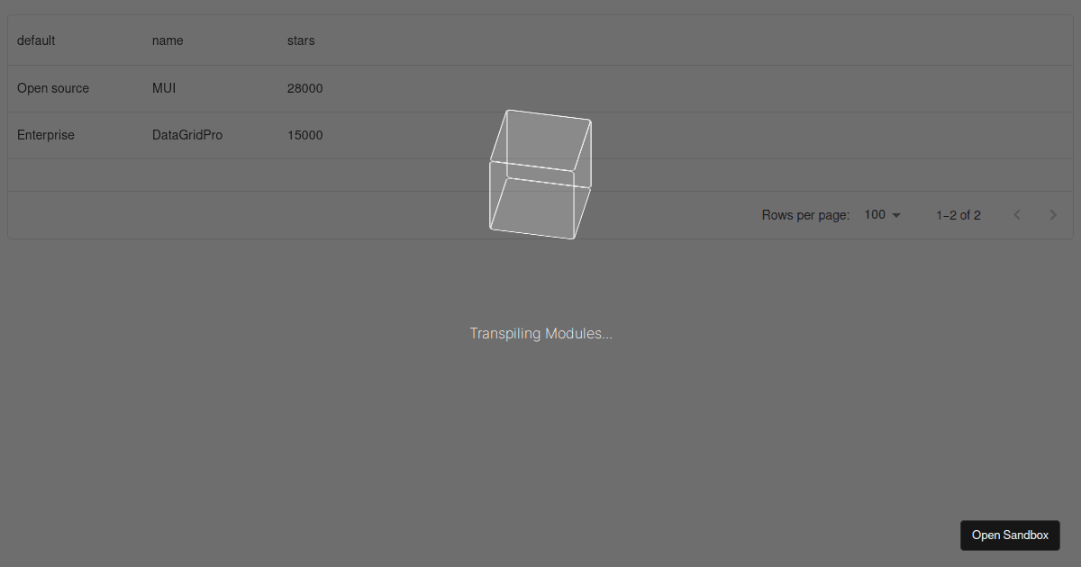 DataGrid v5 quick start (forked) - Codesandbox
