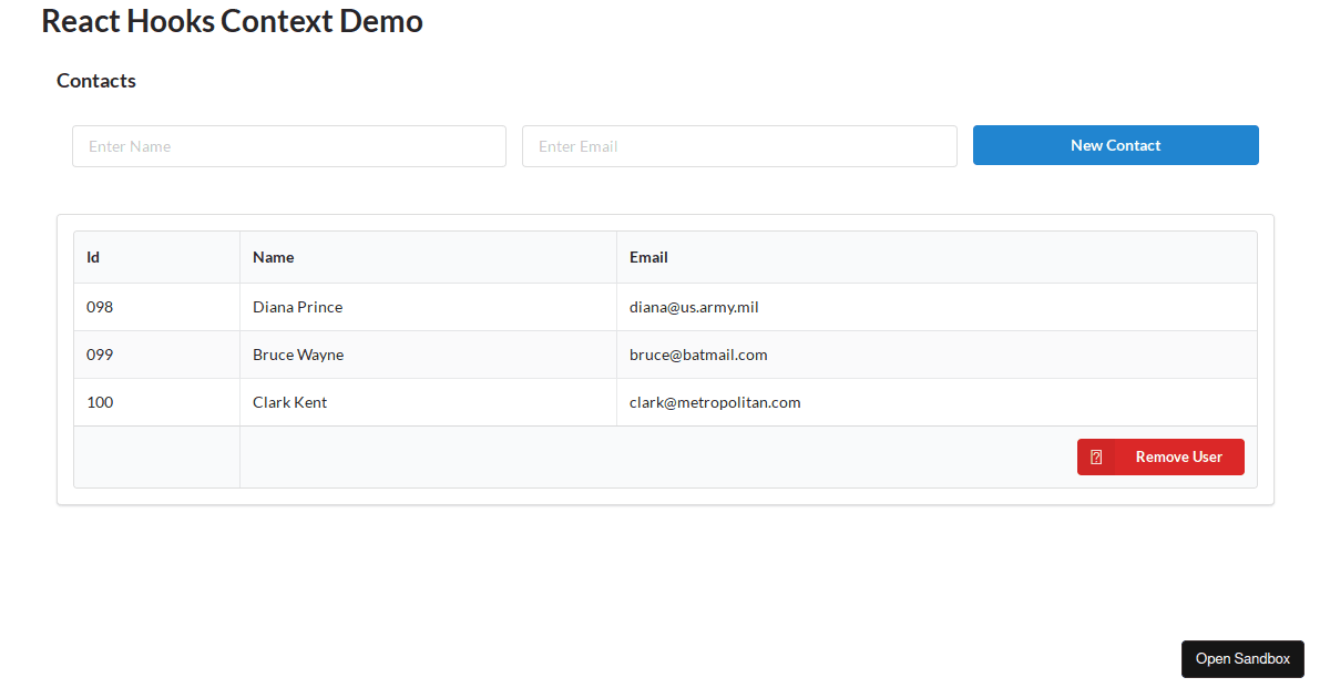 Live context (forked) - Codesandbox