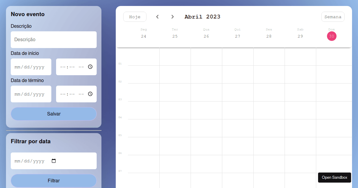 Calendario - Codesandbox
