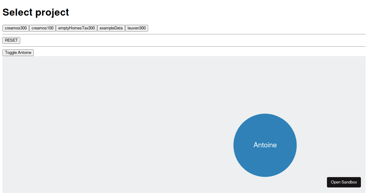 Force Directed Clusters With Links Between Clusters - real data - Codesandbox