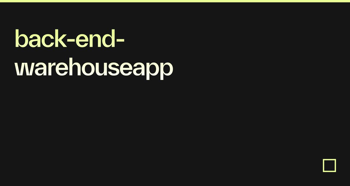 back-end-warehouseapp - Codesandbox