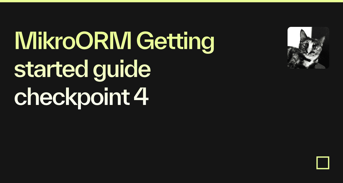 MikroORM Getting started guide checkpoint 4 - Codesandbox