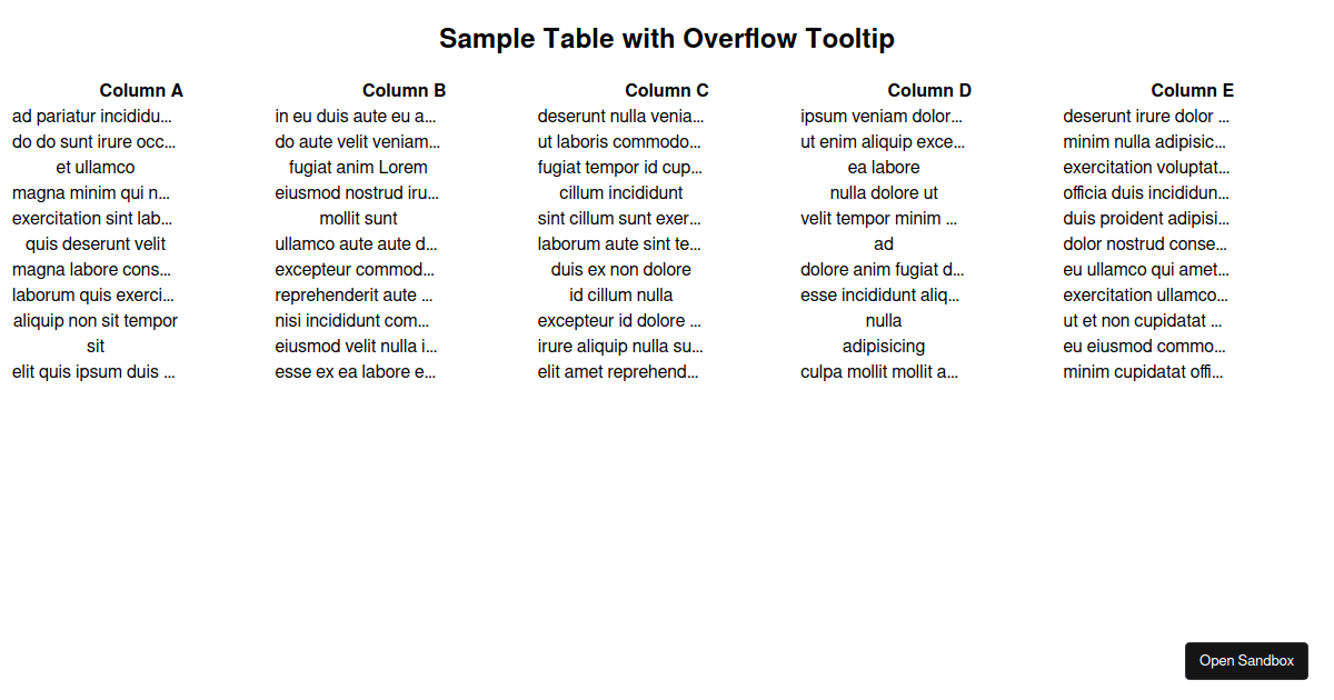 Overflow tooltip - Codesandbox