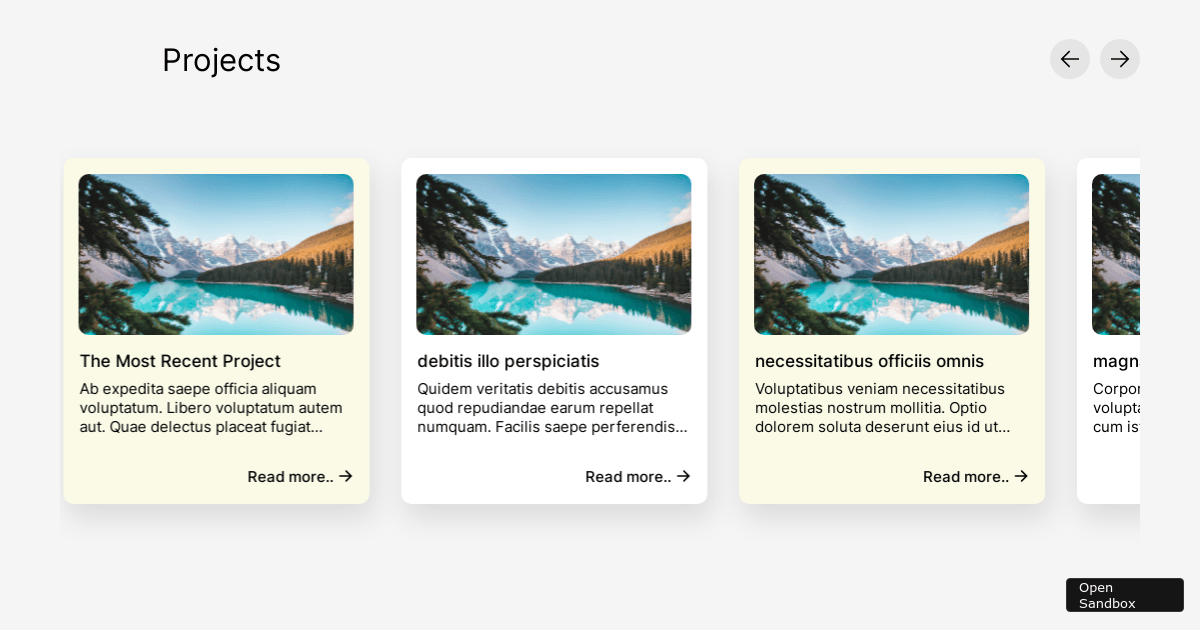 project card slider - Codesandbox